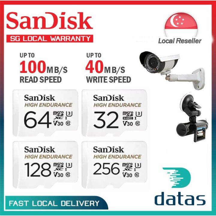 SanDisk High Endurance 32GB - 64GB - 128GB - 256GB MICRO SD 4K for CCTV ...