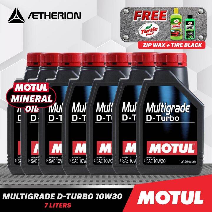 Motul Multigrade D-Turbo SAE 10W30 7 Liters w/ free Turtle Wax Tire ...