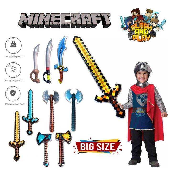 Minecraft Theme Inflatable Sword Axe Toy Minecraft Game Props Balloon ...