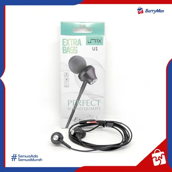 Headset UMAX U1 EXTRA BASS Earphone With Mic | Lazada Indonesia