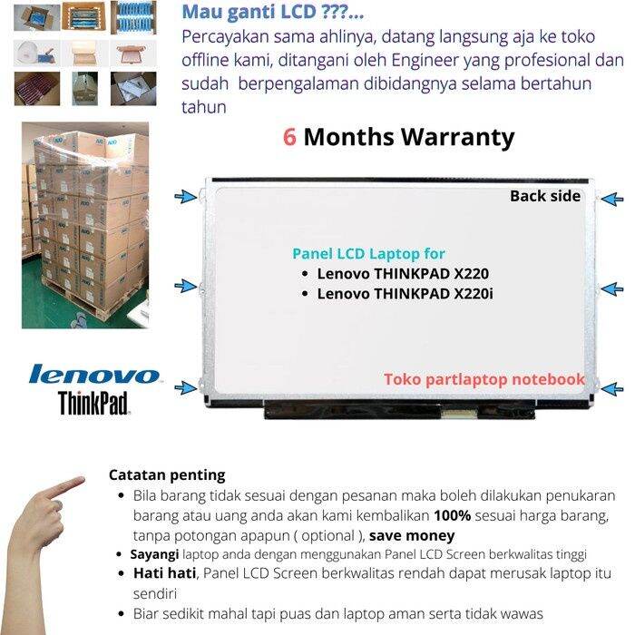 LCD Lenovo THINKPAD X220 X220i panel monitor screen | Lazada Indonesia