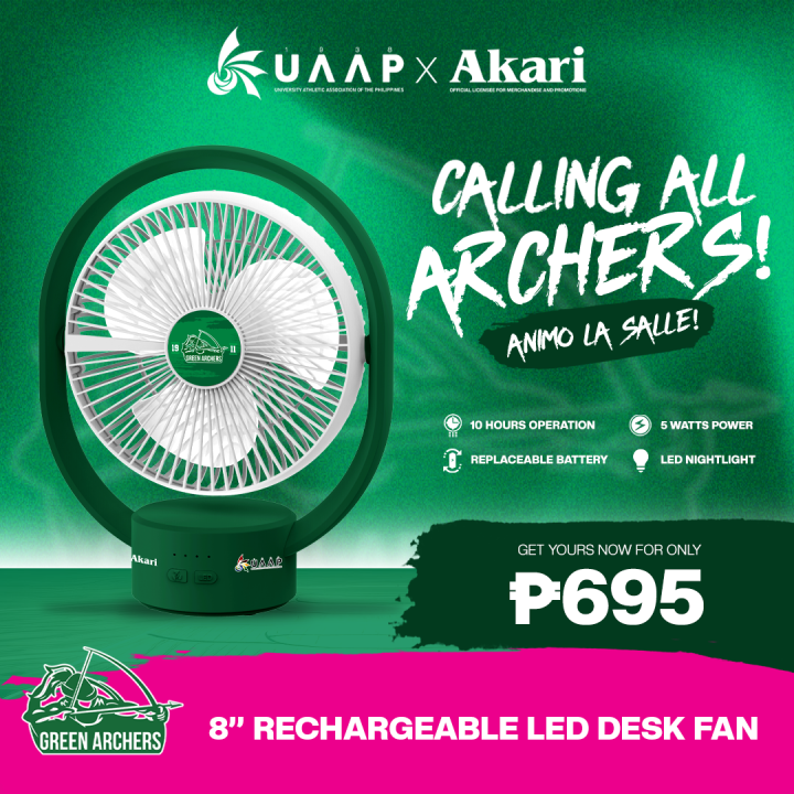 AKARI X UAAP [ DE LA SALLE ] - 8" Rechargeable Elliptical Fan w/ LED ...