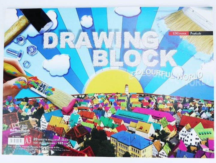 Uni Paper S-1652 Drawing Block Colourful World A3 20 Sheets | Lazada