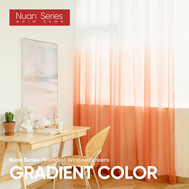1PC Modern Gradient Color Curtain Tulle Decorative Sheer Curtain For ...