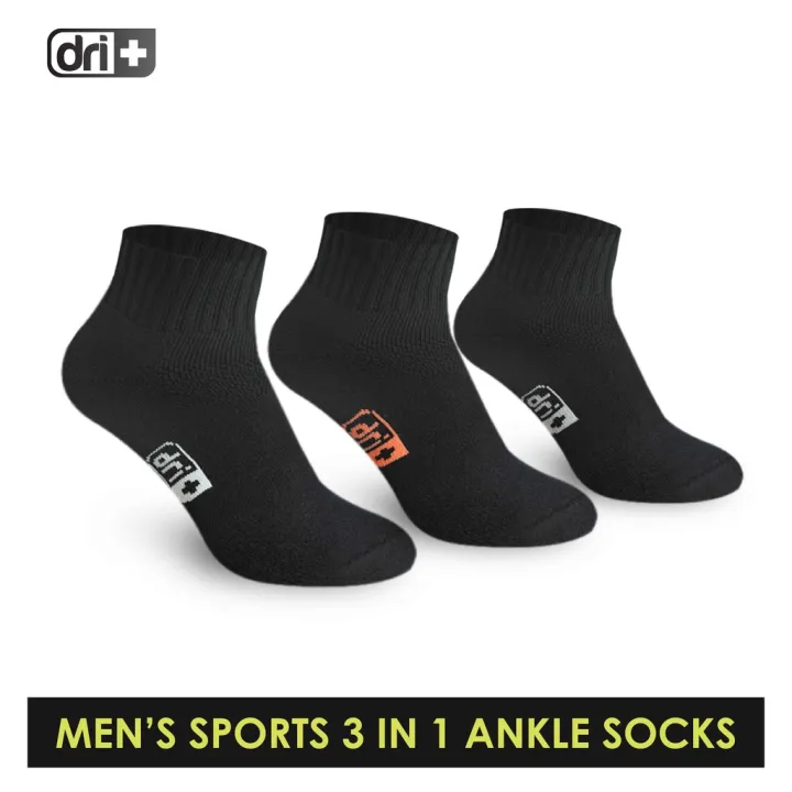 Dri Plus DMSKG15 Men's Thick Cotton Sports Ankle Socks 3 pairs in a ...