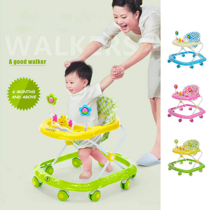 Baby Care 8 Wheels Traditional Baby Walker With Music Toy 3 Height ...