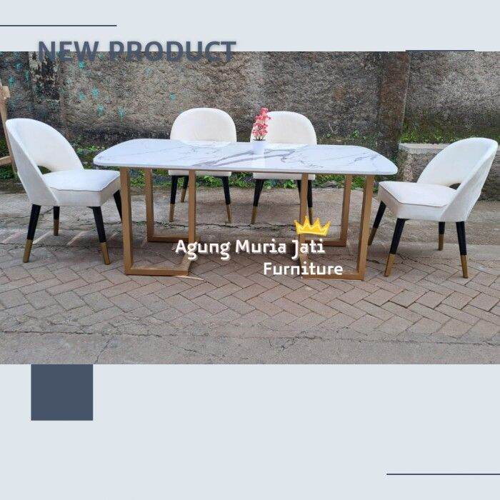 Meja Makan Besi Marmer 180x90 Solid Surface 4 Kur | Lazada Indonesia