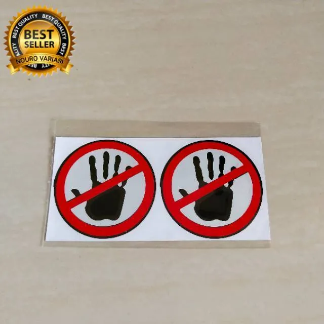 stiker cutting sticker tumpuk warning dilarang megang jangan sentuh isi ...