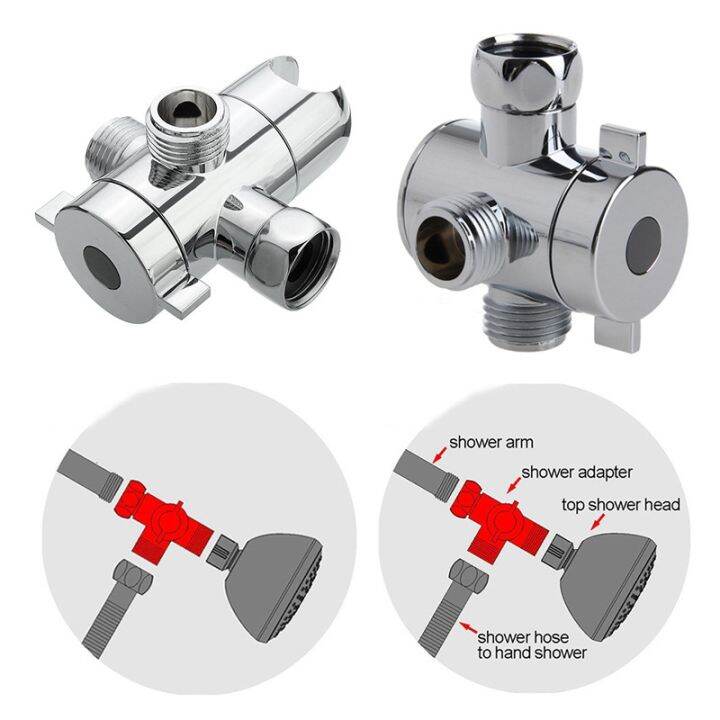 Multifunction 3 Way Shower Head Diverter Valve G1/2 T Shape Switch ...