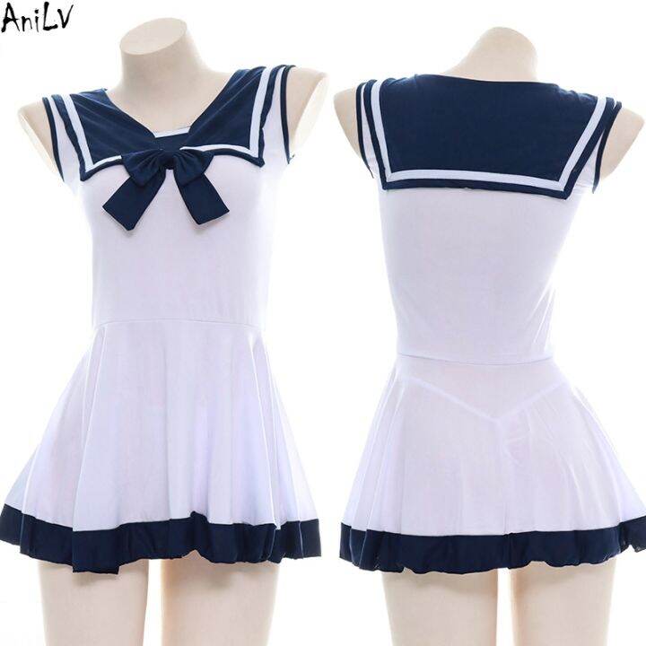 AniLV Anime Girl Navy Sailor Dress Swimsuit Uniform Costume Summer JK ...