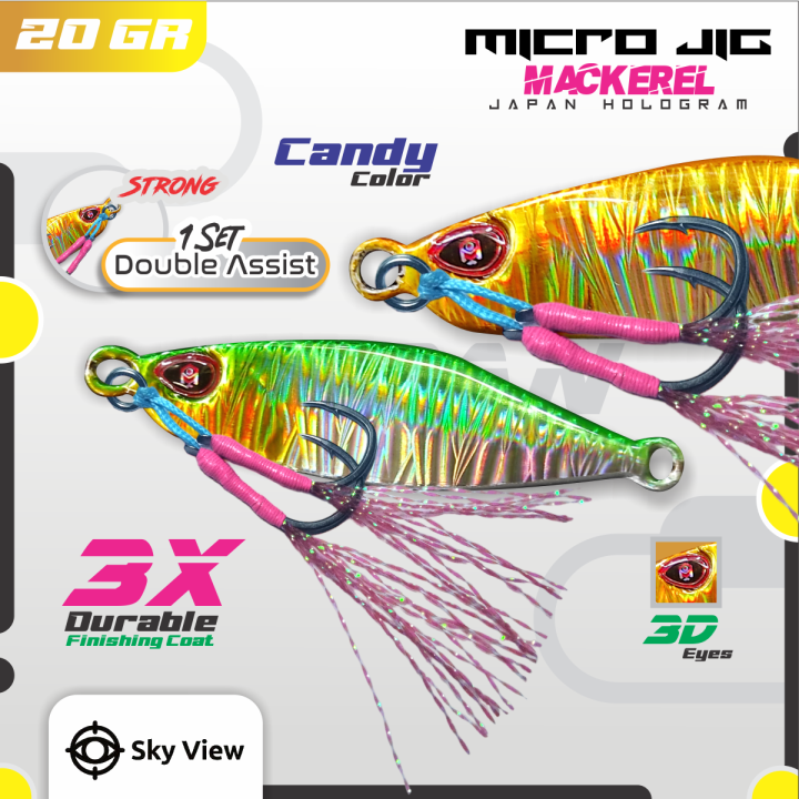 Micro jig 20 Gram Killer Double Assist Hook Metal Jig Murah Umpan Casting Laut Lure Jigging 20g ...