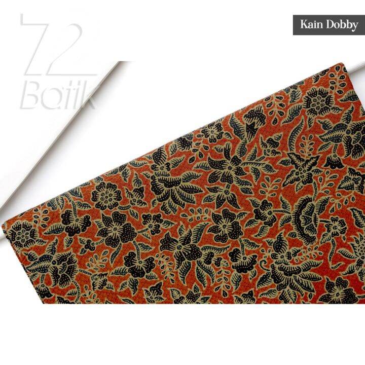 KAIN BATIK DOBBY PREMIUM MOTIF KEMBANG WARNA ORANGE OREN ORANYE DOLBI ...