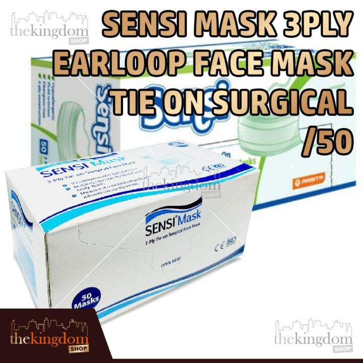 Sensi Mask 3ply /50 Tie On Surgical Face Mask Green 50pcs Masker Medis ...