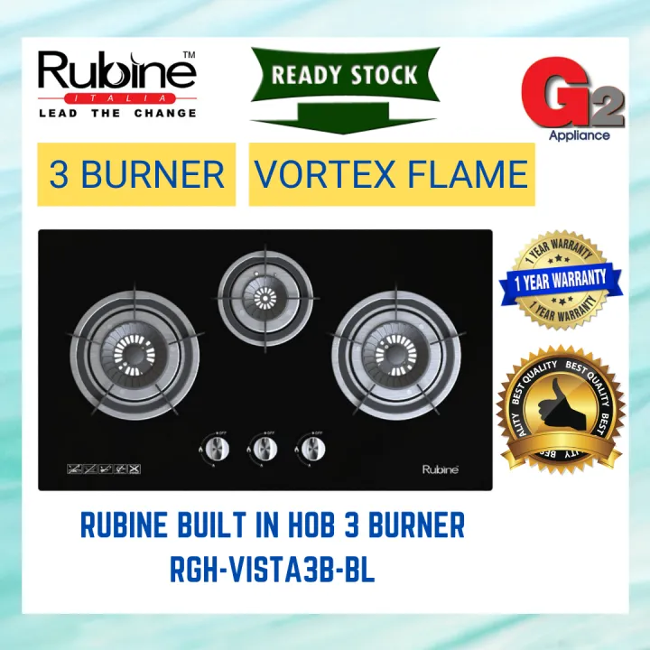 RUBINE BUILT IN HOB 3 BURNER RGH-VISTA3B-BL - RUBINE WARRANTY MALAYSIA ...