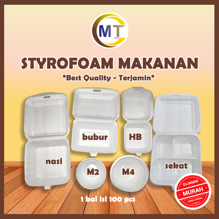 Styrofoam Makanan Putih 1 bal | Fom Nasi Sekat | Foam Bubur Hamburger ...