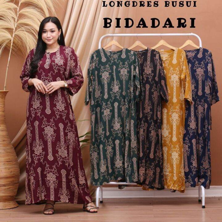 DASTER LENGAN PANJANG KEKINIAN IBU MUDA BUSUI FRIENDLY MOTIF BIDADARI ...