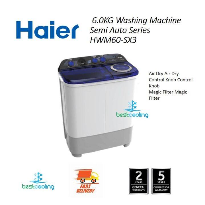 Haier HWM60-SX3 6.0KG Washing Machine Semi Auto Series | Lazada