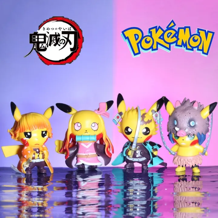 squishy toy Anime Pokemon Pikachu Cosplay Demon Slayer figure Tanjirou ...
