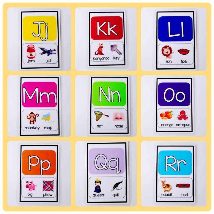 ALPHABET Laminated Flash Cards with Photos and Names | Lazada PH