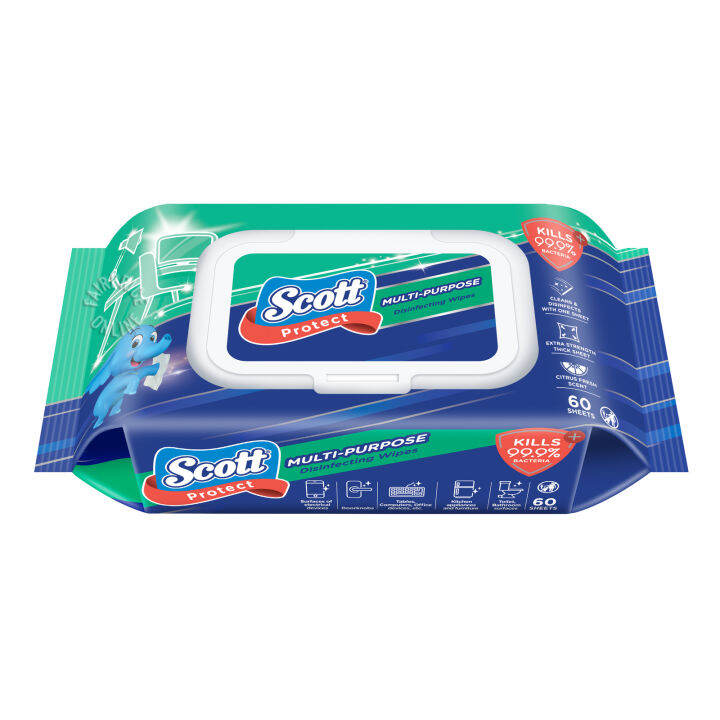 Scott Protect Multipurpose Antibacteria Wipes 60 sheets | Lazada