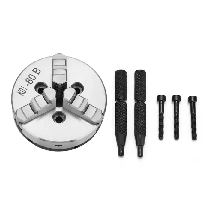 SANOU K01-80B 3-Jaw Manual Self-Centering Lathe Chuck 80mm Diameter ...