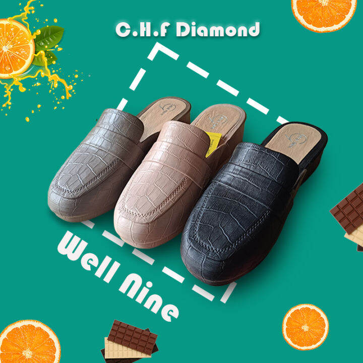Well nine รองเท้าเปิดส้นทรงคุณหญิง พื้นนุ่มไม่กัดเท้า คุณภาพสูง | Lazada.co.th