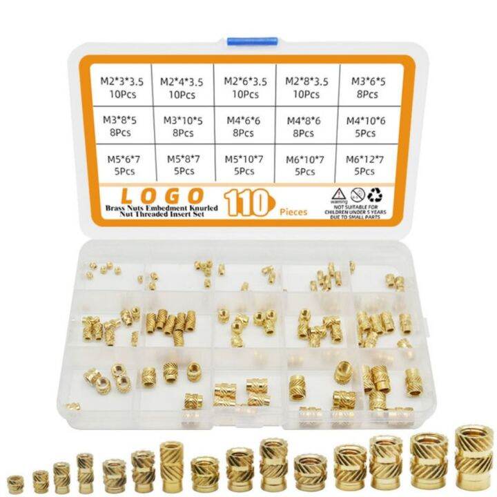 FLOWERF 110Pcs Female Thread Threaded Insert Brass Nut Inserts ...