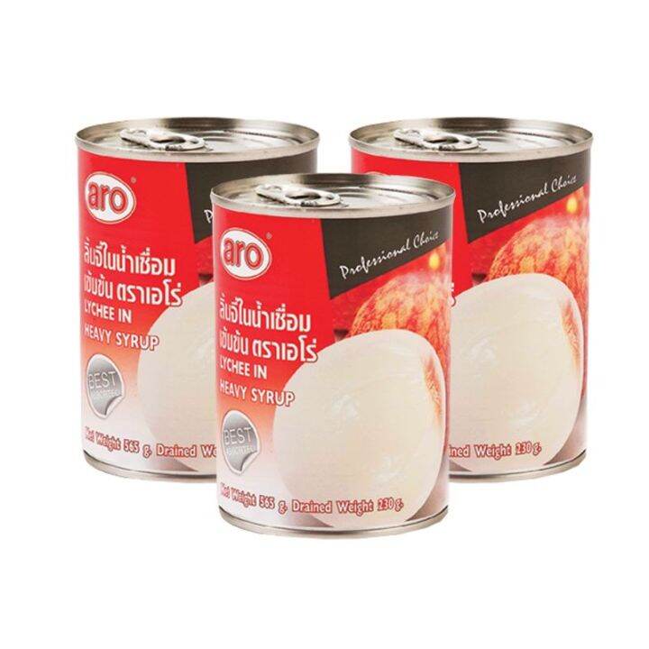 สินค้าใหม่! เอโร่ ลิ้นจี่ในน้ำเชื่อม 565 กรัม x 3 กระป๋อง Aro Lychee in ...