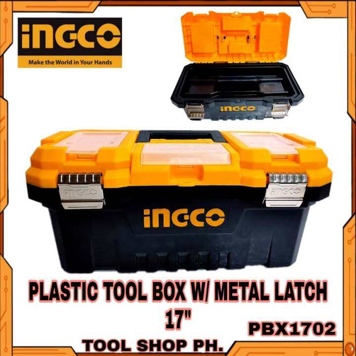 Ingco Original 17" Plastic Tool Box Case Organizer with Removable Tray ...