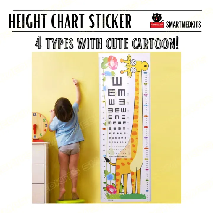 Cute Colorful Adorable Height Chart / Snellen Chart for Kids Wall ...