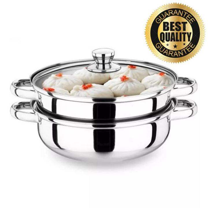 2 LAYER 28CM STEAMER POT INOX COOKING POT stainless steel STEW POT ...