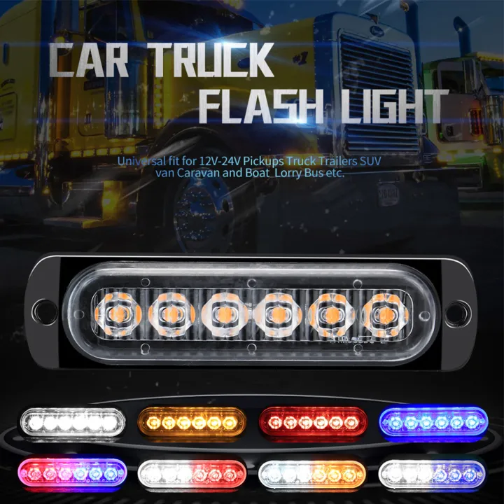 Hittime 12V 24V Ultra Thin 6SMD LED Strobe Warning Light Emergency ...