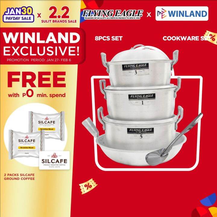 FLYING EAGLE by Winland Heavy Duty Kaldero Cookware Set 7+1pcs STARTER ...
