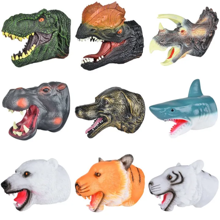Hand puppets of dinosaurs soft glue simulation interactive toy animals ...