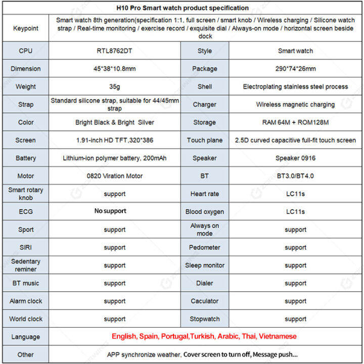 H10 Pro Smart Watch ผู้ชายผู้หญิงบลูทูธ NFC S Mart W Atch ชุด8 HD เต็ม ...