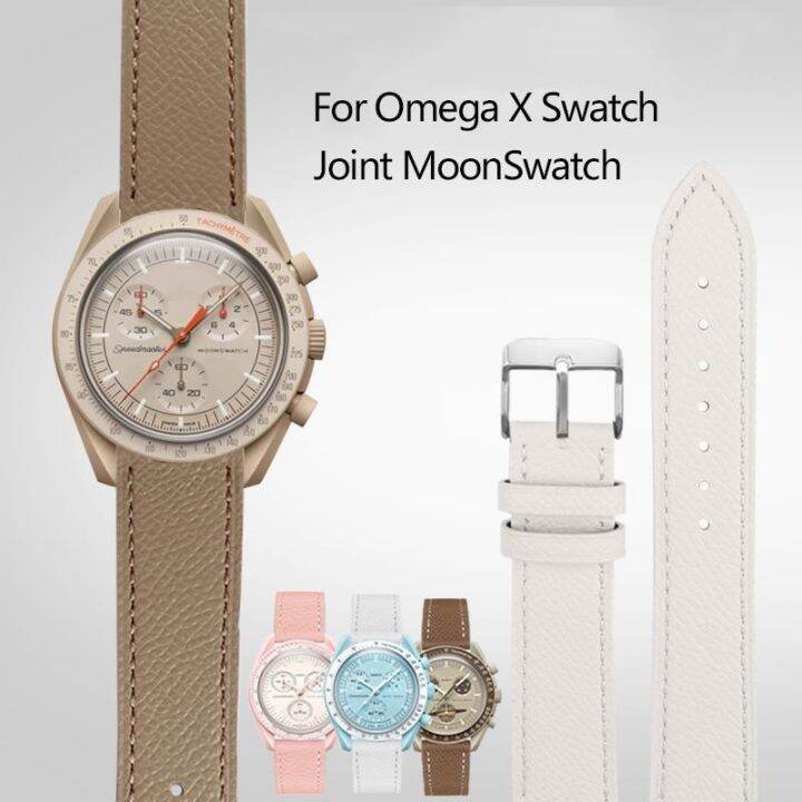 20mm Genuine Leather Watchband for Omega X Swatch Co Branded Joint ...
