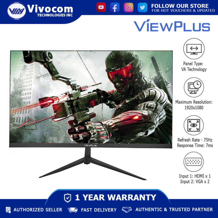 VIEWPLUS Mx-22 21.5IN FHD 1920X1080 75HZ LED MONITOR VGA HDMI Monitor ...