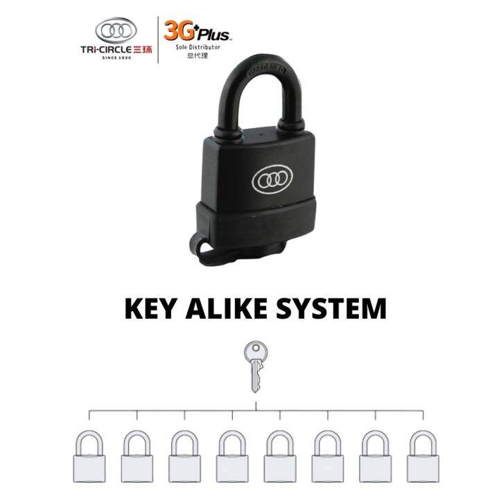 Tri-Circle 50mm Key-alike Heavy Duty Weatherproof Padlock / Weather ...