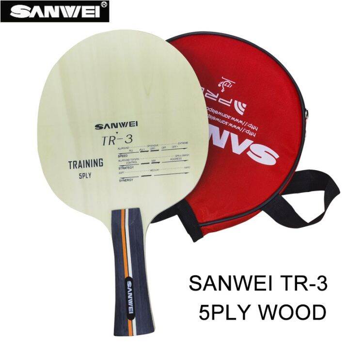 SANWEI ใบมีดลายกีฬาปิงปองยืดหยุ่น5 PLY ไม้สำหรับ TR-3และควบคุมได้ดี ...