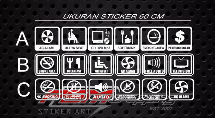 Cutting Sticker Fasilitas Bus Mobil Truk Truck Set Sticker Bus Bis ...