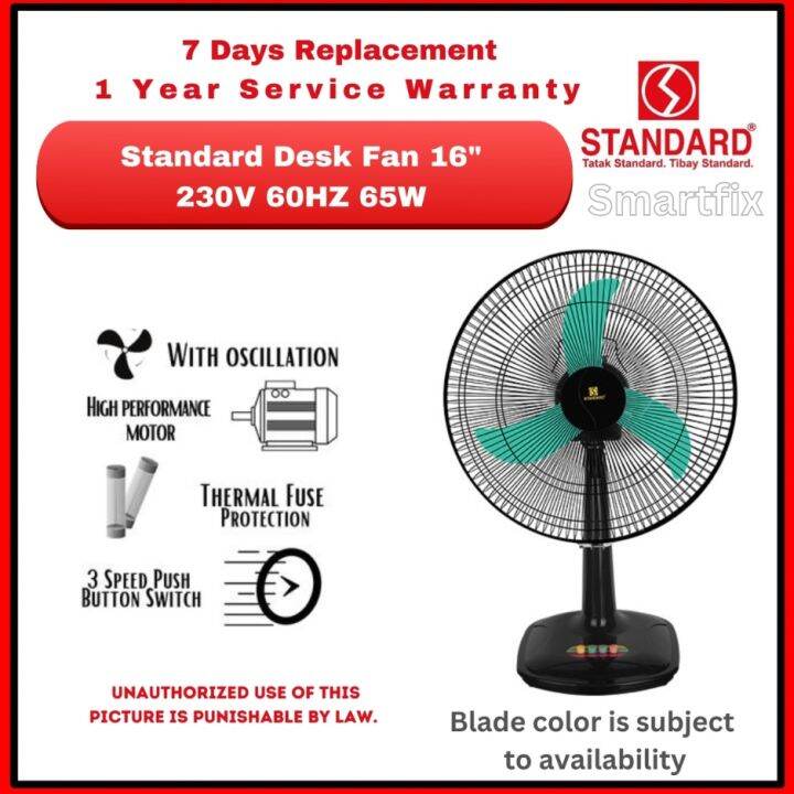 Standard Electric Fan Desk Fan 16" Desk Fan SDS 16 B/ SDX 16 B1 1 Year ...