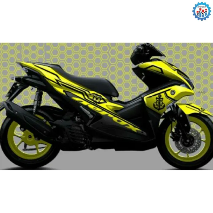 STIKER MOTOR MODIFIKASI decal aerox kuning variasi jangkar full warna ...