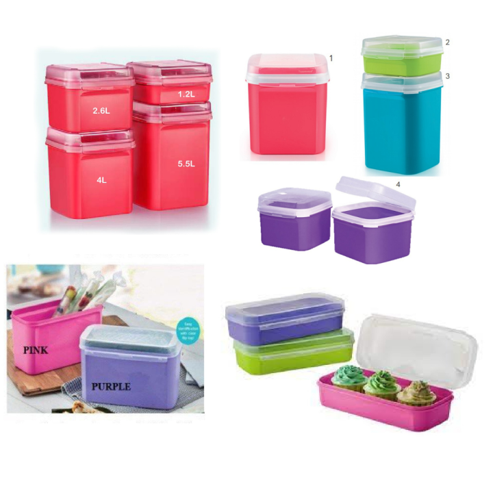 Tupperware Mini Line Signature 450ml / 980ml / Ezy Square Keeper ...