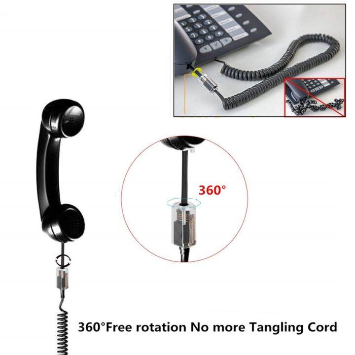 lasese¤ Universal RJ9 4P4C 360 Degree Extended Rotating Telephone Cord ...