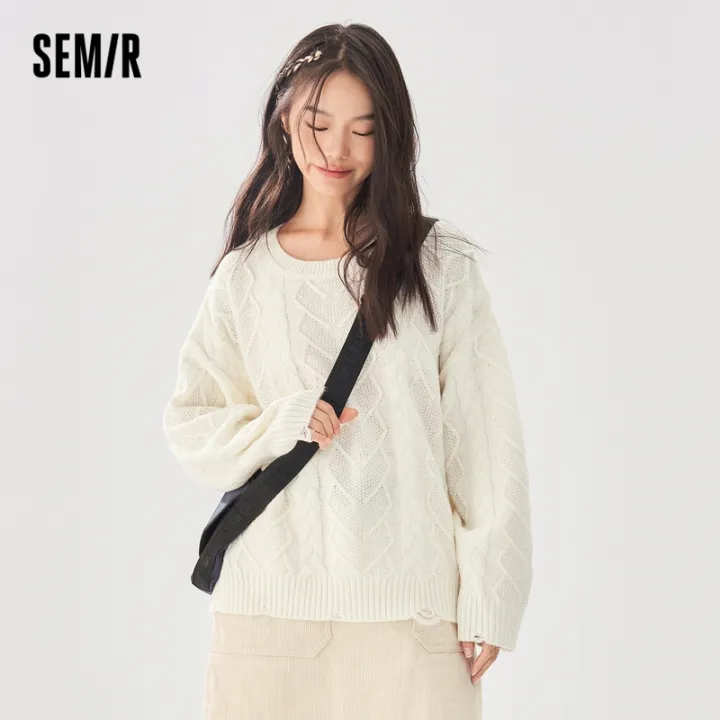 Semir เสื้อกันหนาวผู้หญิงเคเบิ้ลเสื้อกันหนาวการออกแบบหลวม2022ฤดูใบไม้ ...