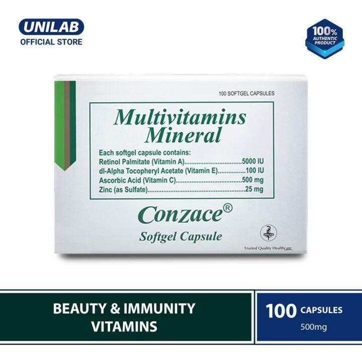Conzace 100 Capsules Multivitamins with Zinc and Vitamins A C E - Helps ...