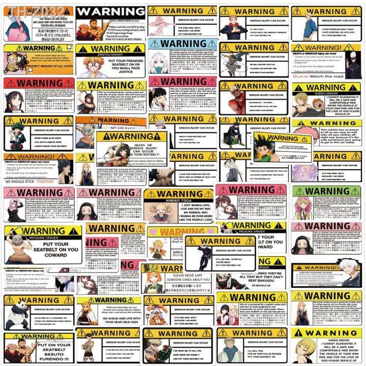 10/30/50/100pcs Cool Anime Warning Stickers Danger Banning Attack on ...