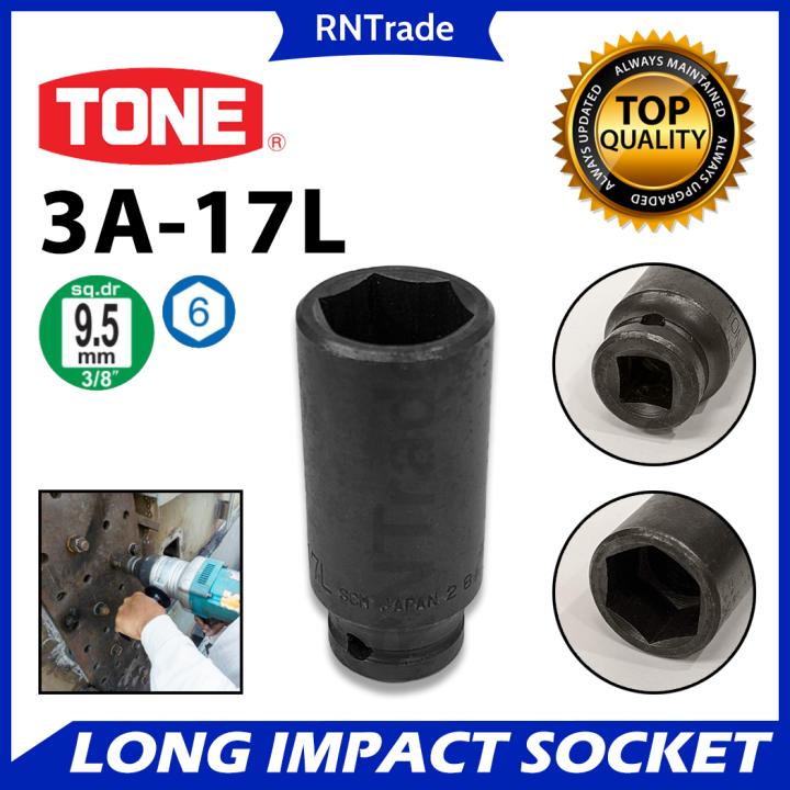 TONE Hex Impact Socket 3A-10L (10mm) 3A-17L (17mm), Made in Japan ...