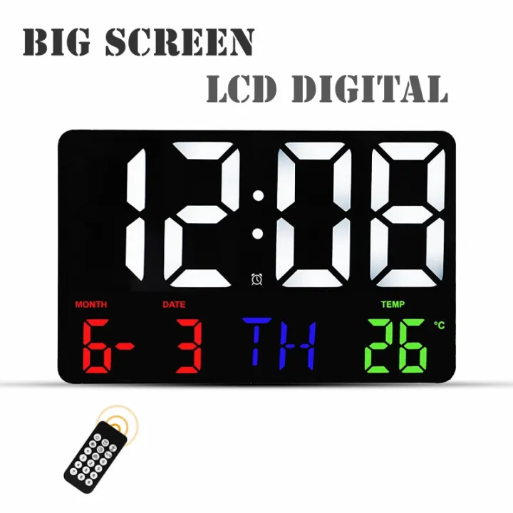 LCD Digital Display Wall Clock Temperature Date and Day Display ...