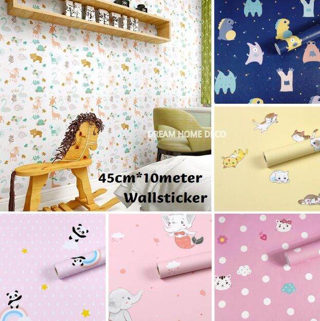 45cm x 10meter Cute Cartoon Wallpaper Kertas Dinding Kartun Comel Self ...